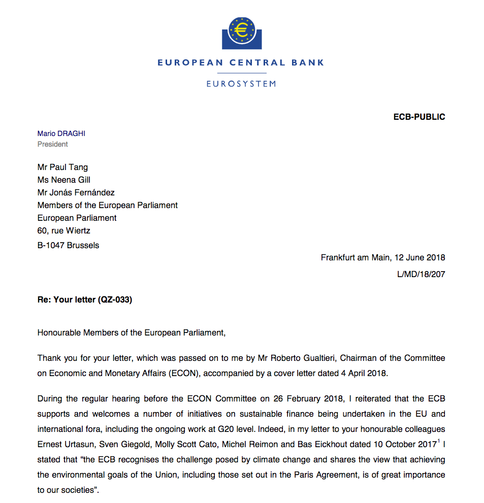 European Central Bank investigating ways to incorporate ESG into ...