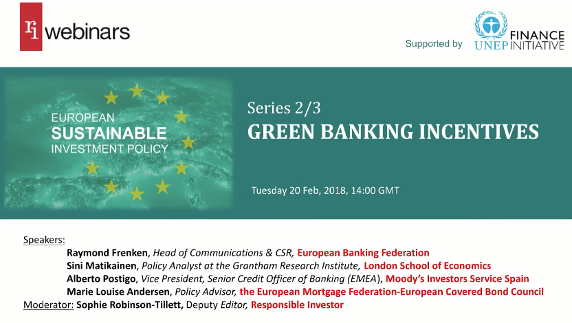 European Sustainable Investment Policy: Series 2/3 GREEN BANKING INCENTIVES