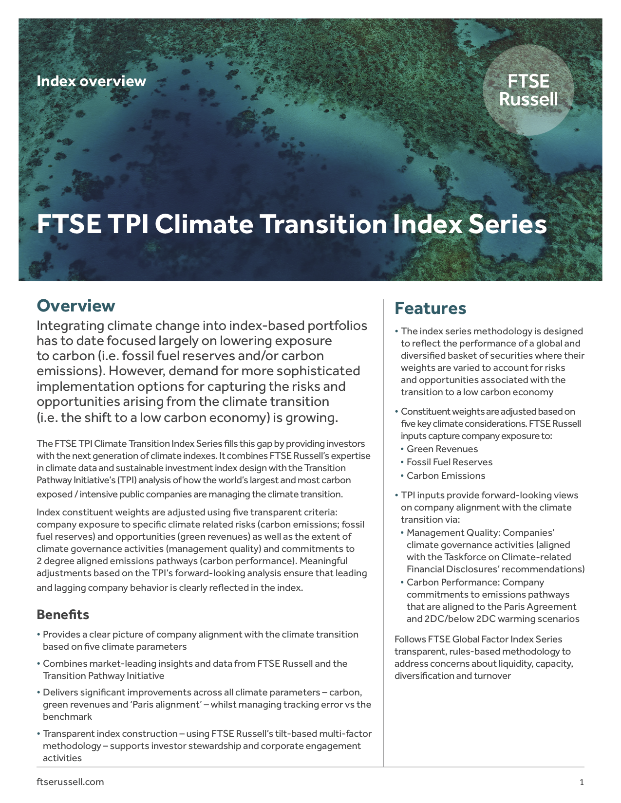 FTSE TPI Climate Transition Index Series | Responsible Investor