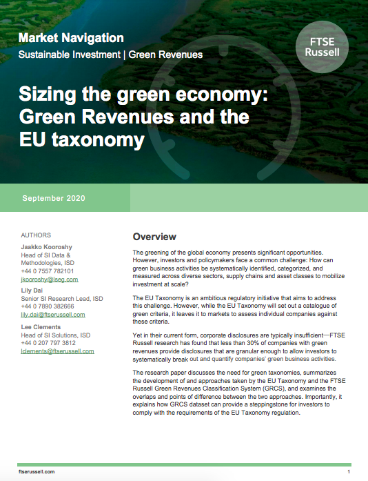 Sizing the green economy: Green Revenues and the EU taxonomy ...