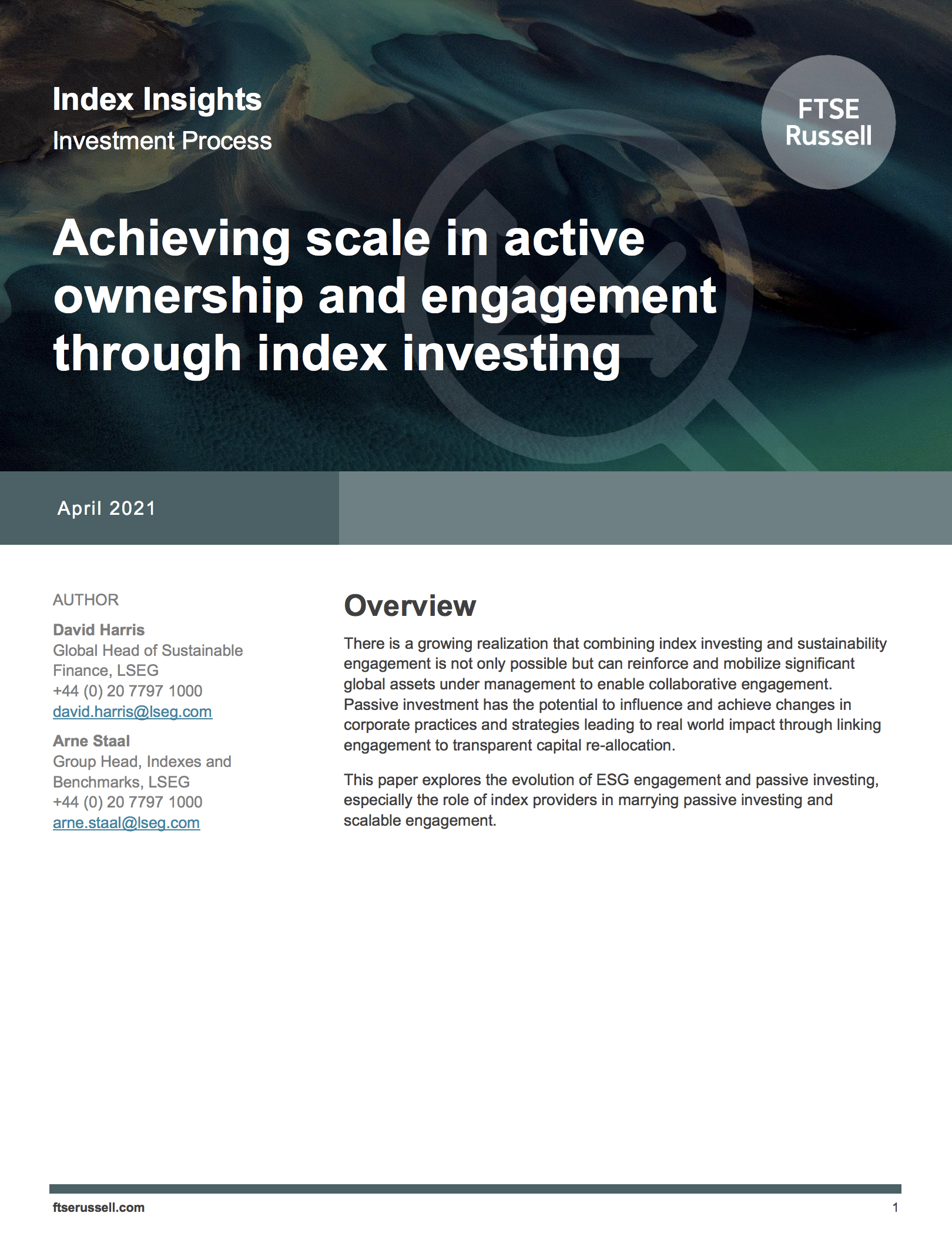Achieving scale in active ownership and engagement through index ...