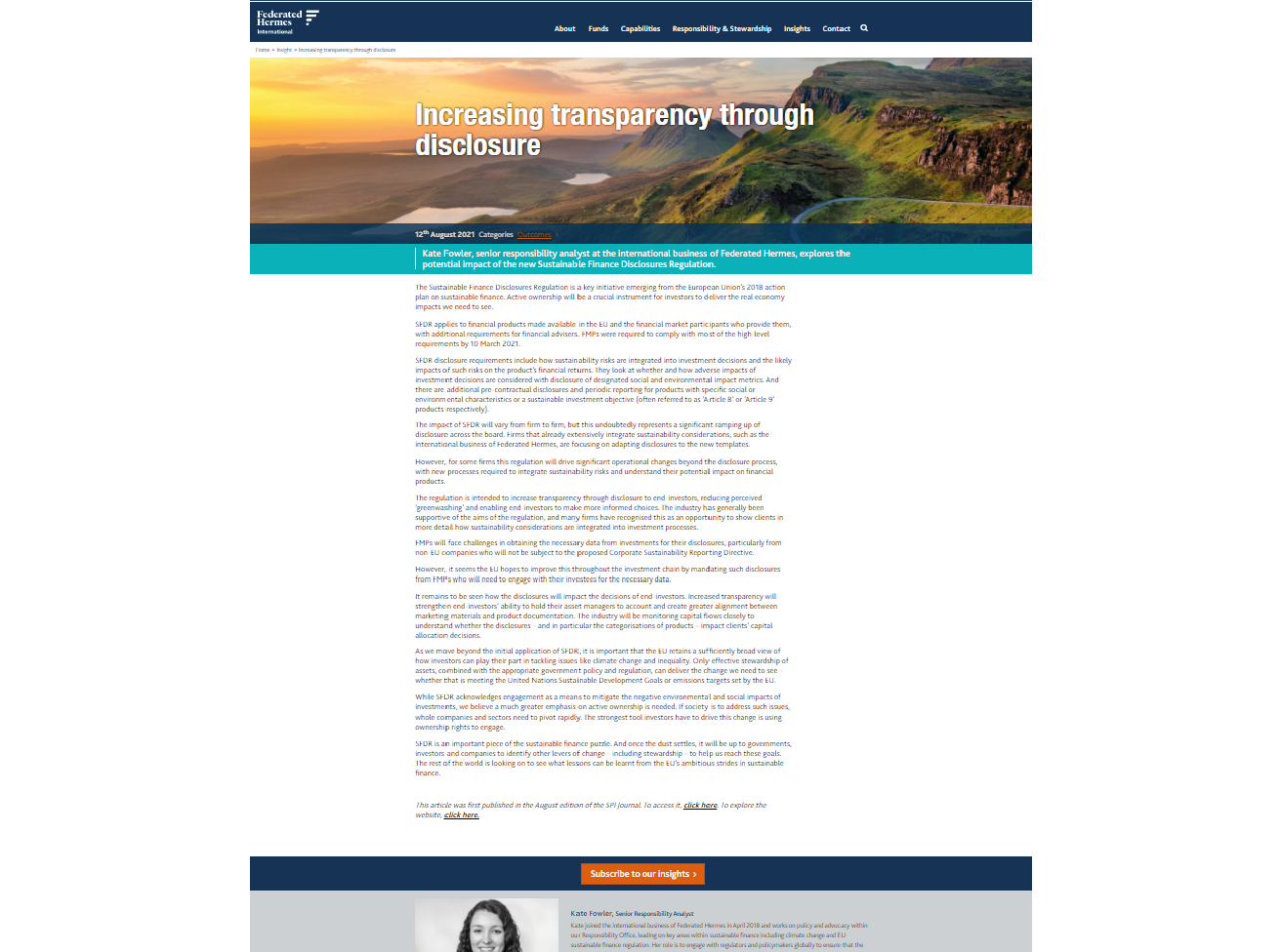 Increasing transparency through disclosure | Responsible Investor